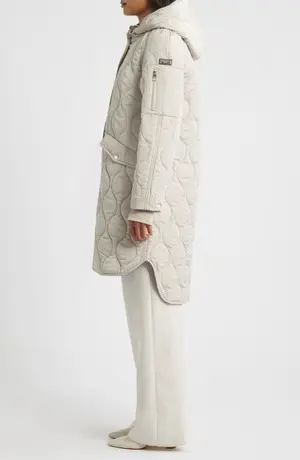 Bcbgmaxazria Onion Quilted Hooded Long Coat - Nude
