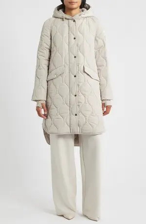 Bcbgmaxazria Onion Quilted Hooded Long Coat - Nude