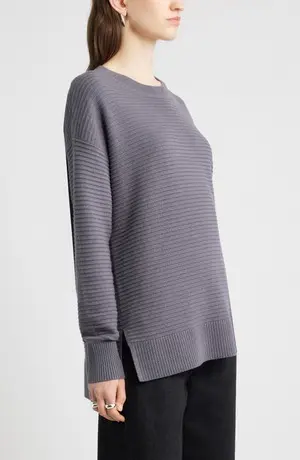 Nordstrom Cotton And Cashmere Ottoman Sweater - Grey Agate