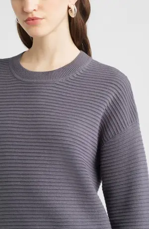 Nordstrom Cotton And Cashmere Ottoman Sweater - Grey Agate