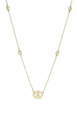 Zoe Chicco 14k Gold Mariner Station Chain Necklace - 14k Yellow Gold