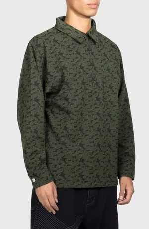 PLEASURES Leaf Quarter Zip Shirt