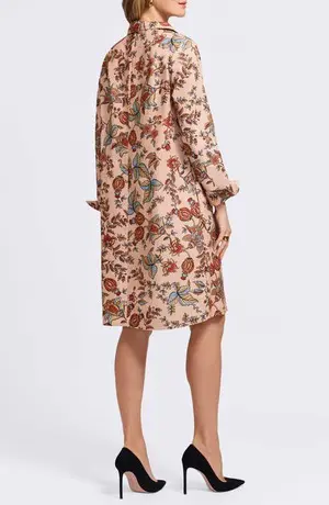 Foxcroft Agnes Autumn Leaf Print Corduroy Belted Dress