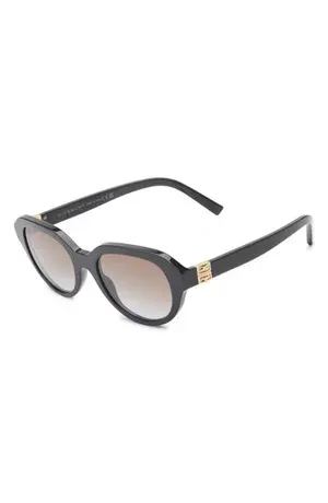 Givenchy 4g Gradient Round Sunglasses - Shiny Black/gradient Brown