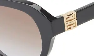 Givenchy 4g Gradient Round Sunglasses - Shiny Black/gradient Brown