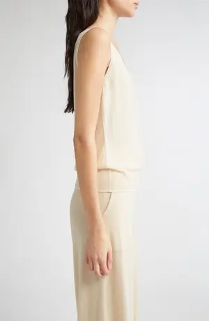 Eleventy Tipped Merino Wool Tank Top - Ivory