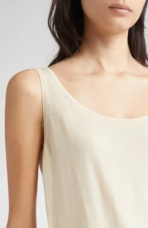 Eleventy Tipped Merino Wool Tank Top - Ivory