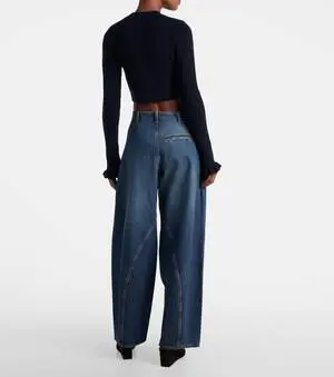 Alaïa Cropped Wool And Silk-blend Cardigan