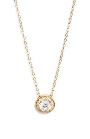 Nordstrom Cubic Zirconia Halo Pendant Necklace - 14k Gold Plated