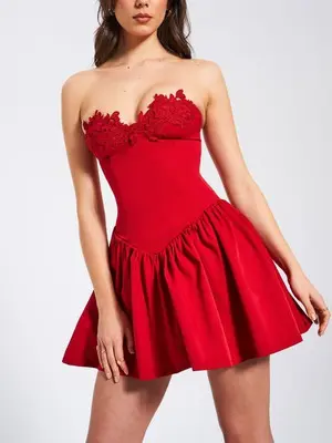MISS CIRCLE NEW YORK Sacha Drop Waist Corset Mini Dress