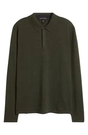 Robert Barakett Thomas Merino Wool Long Sleeve Polo - Olive