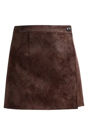 WAYF Freya Faux Suede Mini Skirt - Espresso