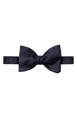 Eton Paisley Jacquard Silk Bow Tie - Navy