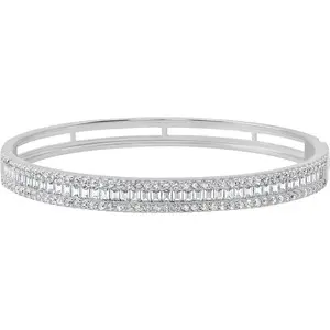 CRISLU Luminous Baguette Cubic Zirconia Bangle Pure Platinum/clear Stone