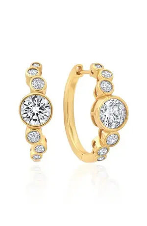 CRISLU Stardust Cubic Zirconia Hoop Earrings 18kyg/clear Stone