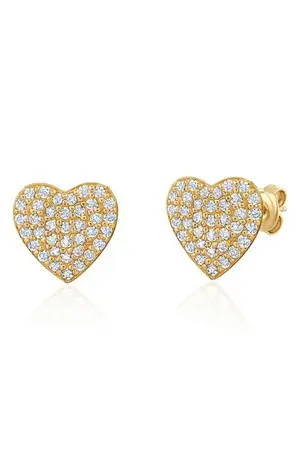 CRISLU Heart Stud Earrings - 18kyg/clear Stone
