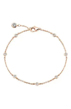 CRISLU Cubic Zirconia Bezel Station Bracelet - 18kt Rose Gold/clear Stone