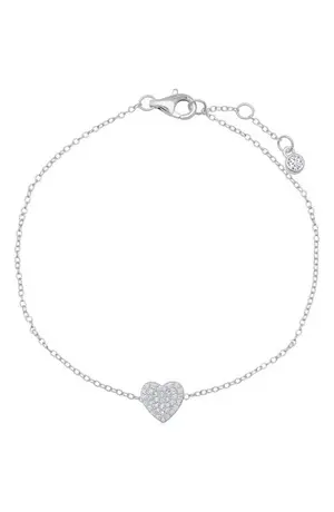CRISLU Pavé Cubic Zirconia Heart Bracelet - Pure Platinum/clear Stone