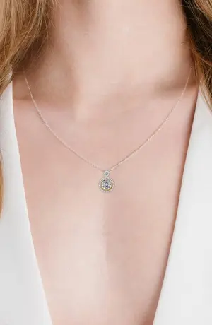 CRISLU Two-tone Halo Pendant Necklace