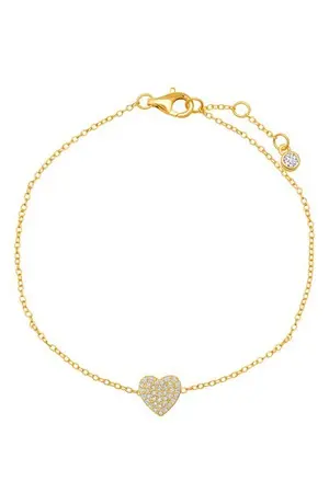 CRISLU Pavé Cubic Zirconia Heart Bracelet - 18kyg/clear Stone