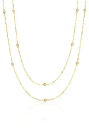 CRISLU Aura Cubic Zirconia Station Necklace - 18kyg/clear Stone
