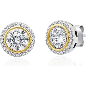 CRISLU Halo Stud Earrings - Pure Platinum/clear Stone