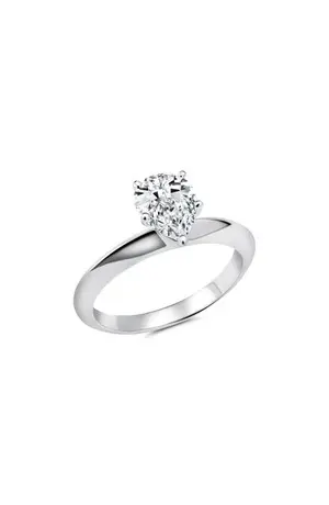 CRISLU Cubic Zirconia Pear Cut Ring - Pure Platinum/clear Stone