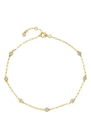 CRISLU Aura Cubic Zirconia Station Anklet - 18kyg/clear Stone