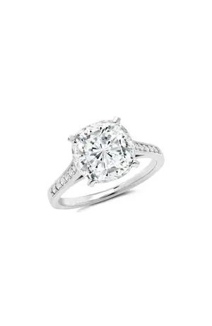 CRISLU Cushion-cut Cubic Zirconia Ring - Pure Platinum/clear Stone