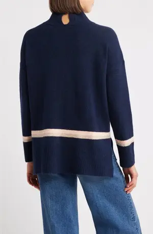 HATLEY Stripe Mock Neck Sweater