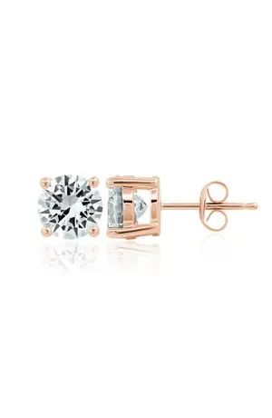 CRISLU Stud Earrings With Cubic Zirconia - 18kt Rose Gold/clear Stone