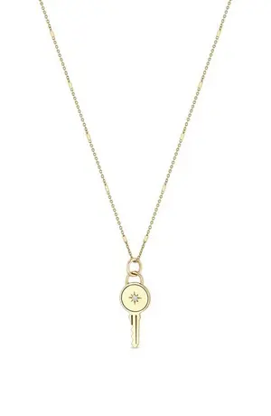 Zoe Chicco Diamond Key Pendant Necklace - 14k Yellow Gold