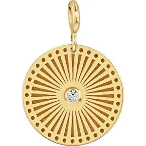 Zoe Chicco Diamond Sunbeam Medallion Charm - 14k Yellow Gold