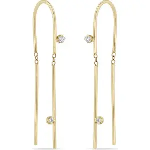 Zoe Chicco Diamond Wire Threader Earrings - 14k Yellow Gold