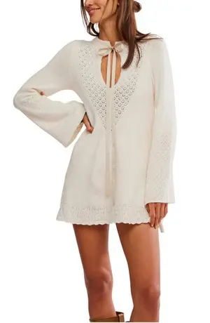 Free People Bali Old Flame Sweater Dress In Ivory - 40% Off | Editorialist