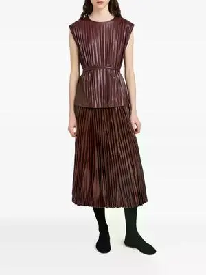Proenza Schouler White Label Lyra Pleated Belted Top - Red