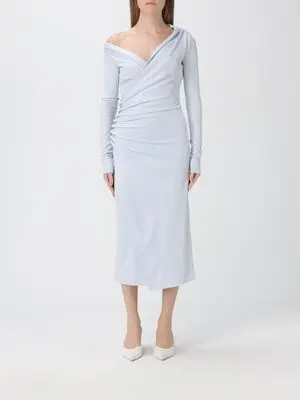 Elisabetta Franchi Ruched Midi Dress With Button Detail