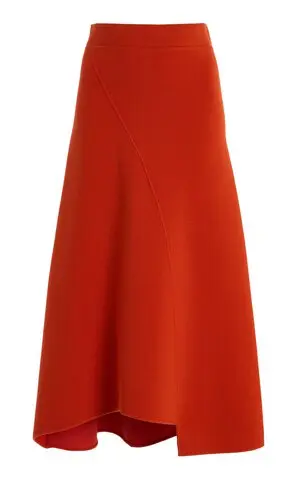ASHLYN Felix Spliced Merino Wool Midi Skirt - Orange