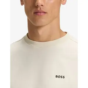 BOSS Brand-emed Short-sleeved Stretch-cotton T-shirt - Open White