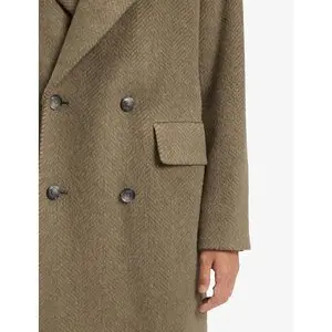 BOSS Double-breasted Herringbone Wool-blend Coat