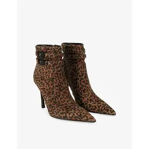 Kurt Geiger Mansion Leopard Heeled Suede Ankle Boots