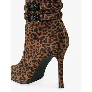 Kurt Geiger Mansion Leopard Heeled Suede Ankle Boots