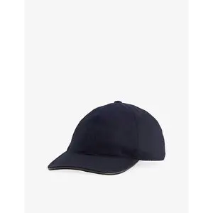Corneliani Logo-embroidered Wool And Cashmere-blend Baseball Cap - Navy Blue