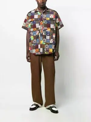 BEAMS Adventure Patchwork-print Shirt