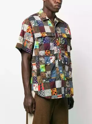 BEAMS Adventure Patchwork-print Shirt