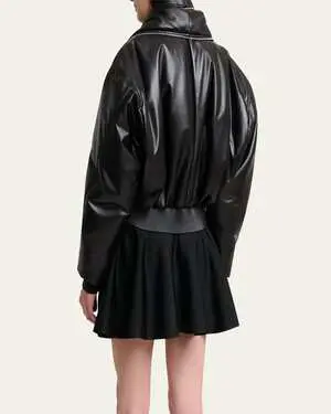 Givenchy Leather Cropped Bomber Jacket