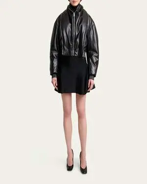Givenchy Leather Cropped Bomber Jacket