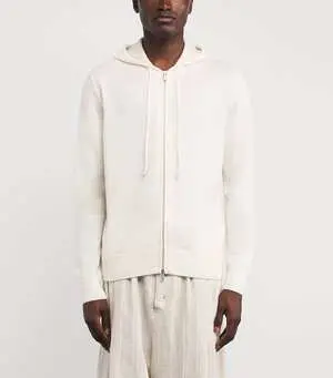 Eleventy Cashmere Zip-up Hoodie - White