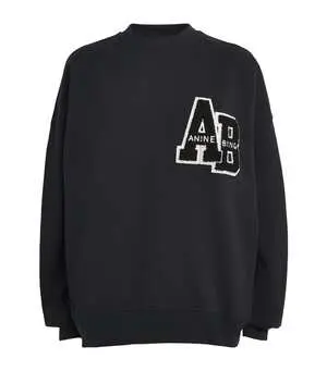 ANINE BING Oversized Cotton Fleece Sweatshirt - Black