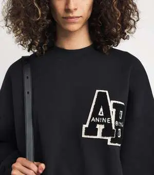 ANINE BING Oversized Cotton Fleece Sweatshirt - Black